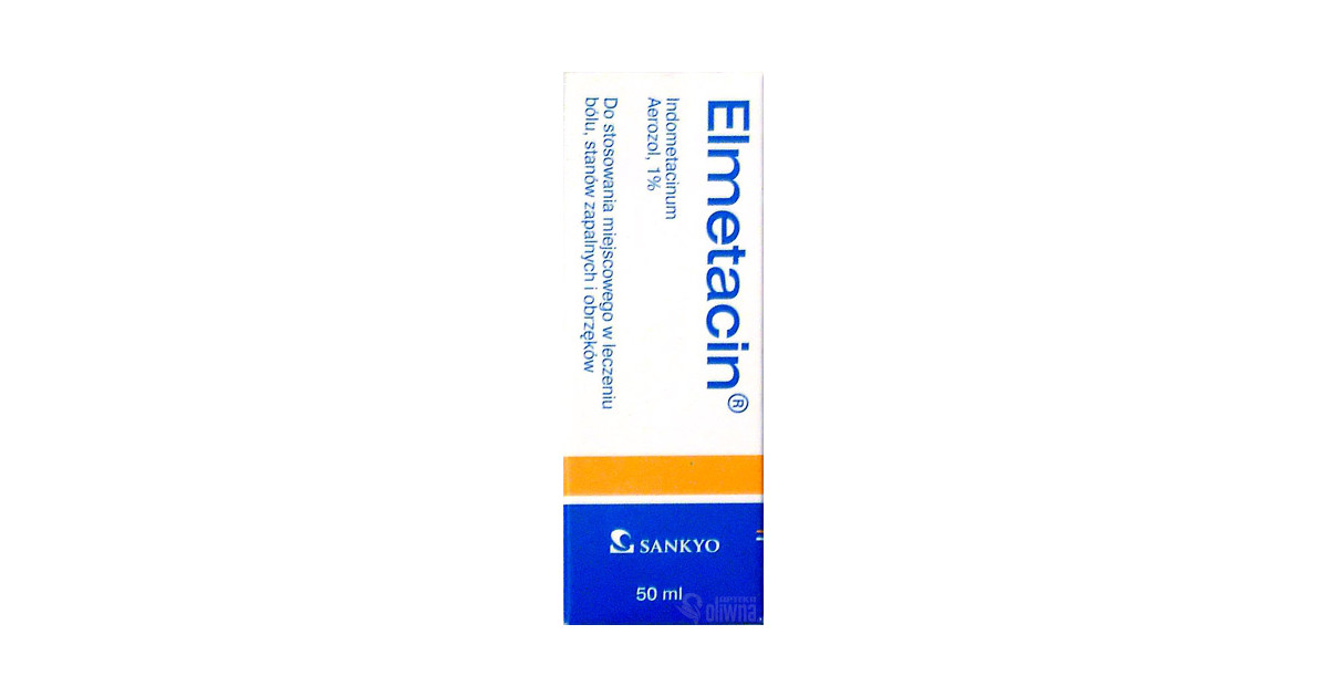 Elmetacin 1% spray 50 ml: ulotka, cena i opinie - Apteka Internetowa Oliwna