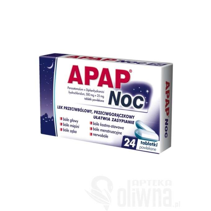 Apap Noc, 24 tabletki: ulotka, cena i opinie - Apteka Internetowa Oliwna