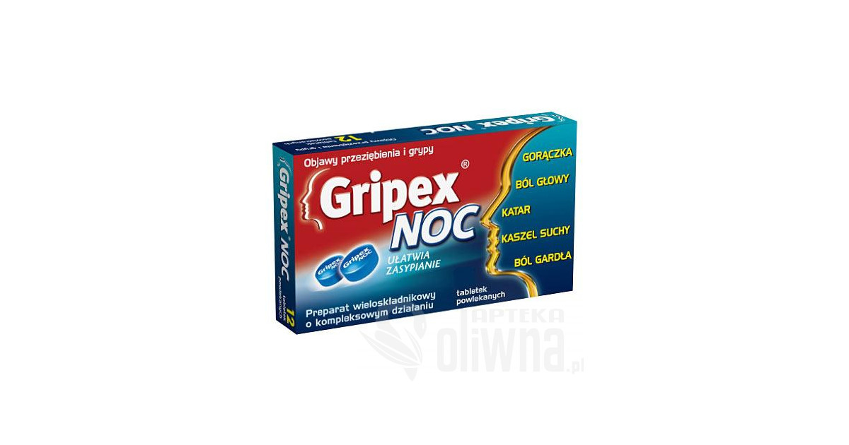 Gripex Noc 6 tabletek: ulotka, cena i opinie - Apteka Internetowa Oliwna
