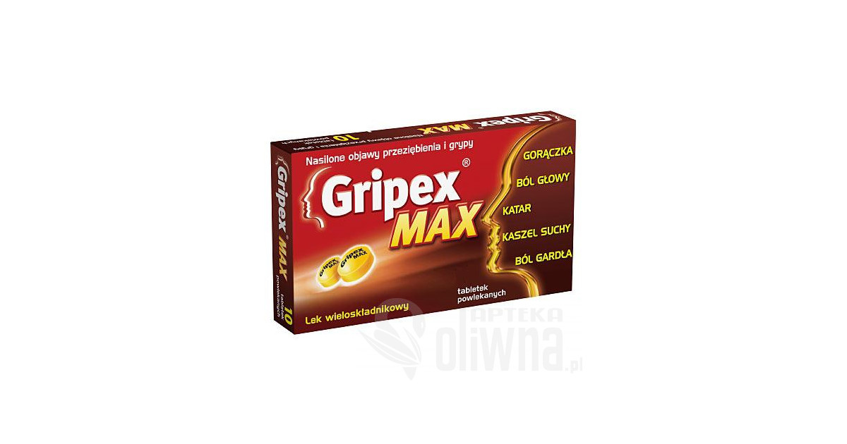 Gripex Max 10 tabletek: ulotka, cena i opinie - Apteka Internetowa Oliwna