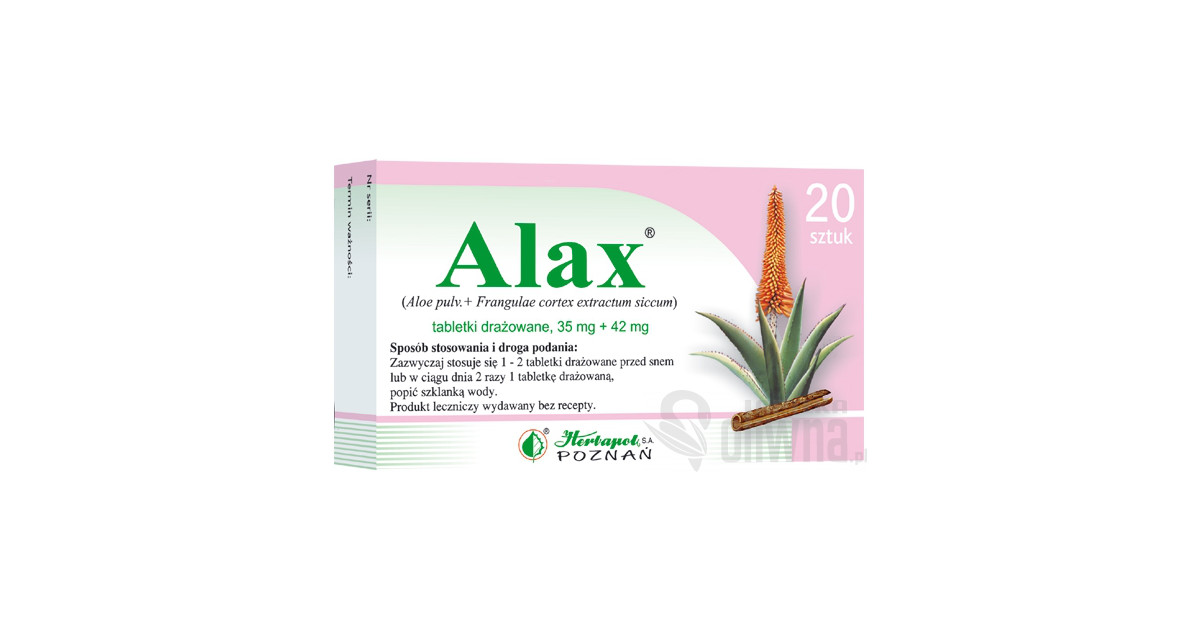 Alax, 20 tabletek : ulotka, cena i opinie - Apteka Internetowa Oliwna