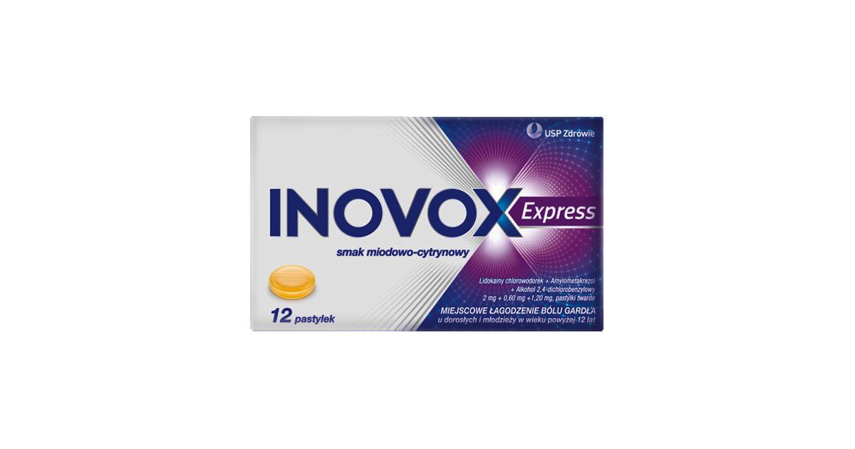 Inovox express smak miodowo-cytrynowy 12 pastylek: ulotka, cena i ...