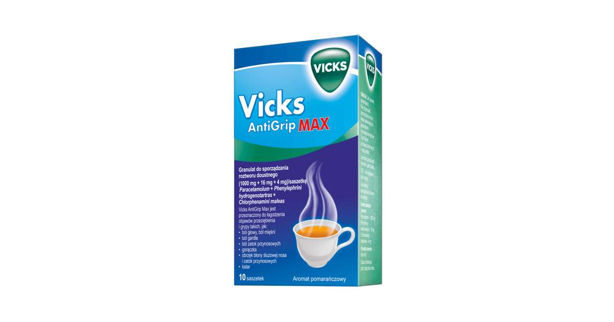 Vicks AntiGrip Max, pomarańczowy, 10 saszetek: ulotka, cena i opinie ...