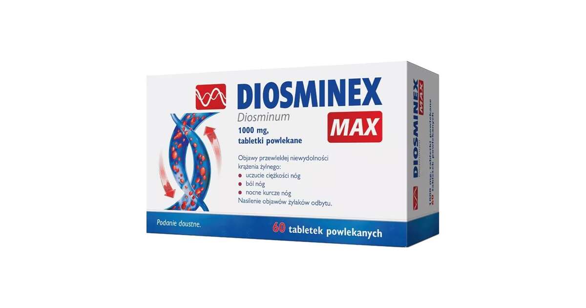 Diosminex Max 1000mg, 60 tabletek: ulotka, cena i opinie - Apteka ...