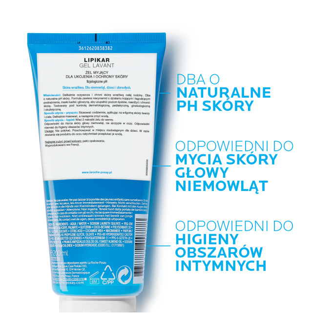 La Roche-Posay, Lipikar, żel myjący dla ukojenia i ochrony skóry, 200 ...