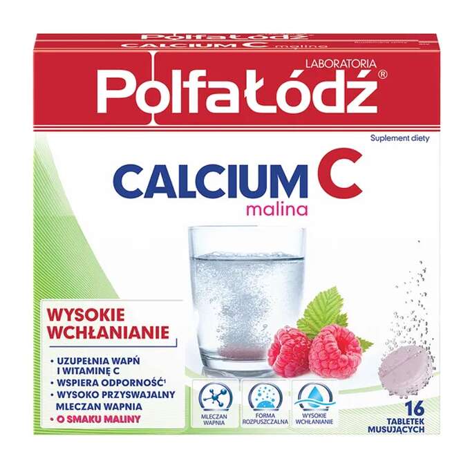 Calcium C, smak malinowy, 16 tabletek musujących: ulotka, cena i opinie ...