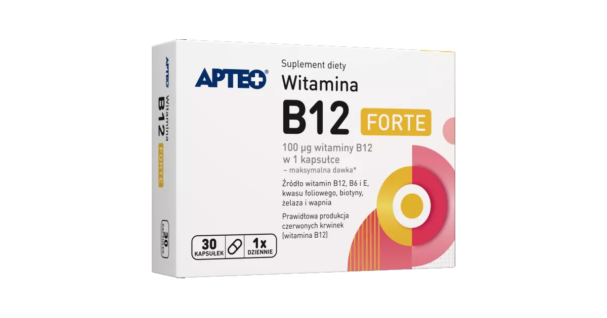 Apteo, Witamina B12 forte, 30 kapsułek: ulotka, cena i opinie - Apteka ...