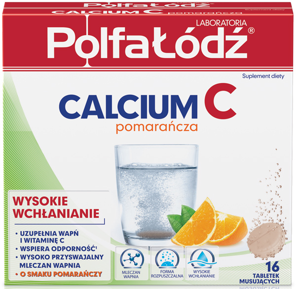 Calcium C, smak pomarańczowy, 16 tabletek musujących: ulotka, cena i ...