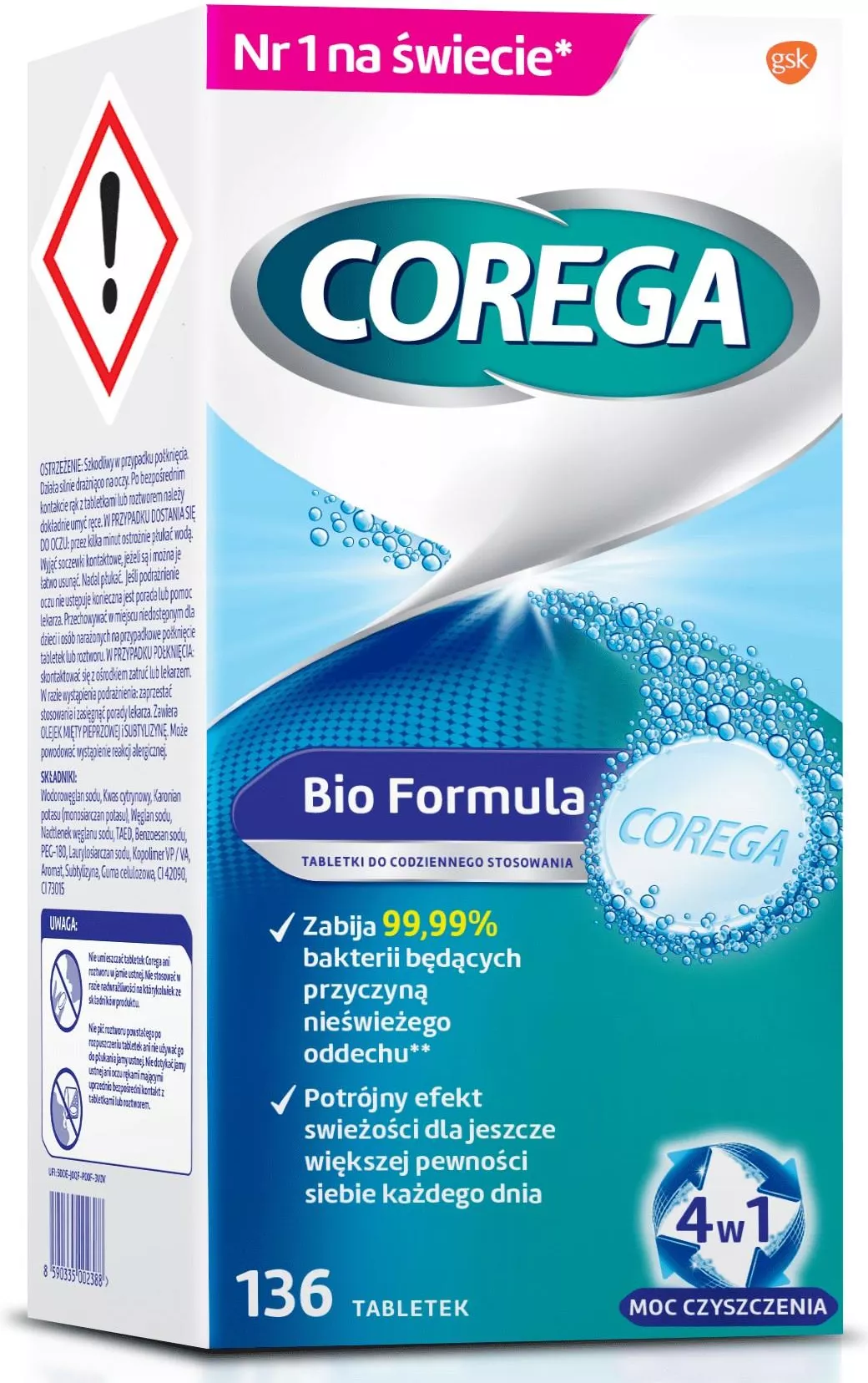 Corega Tabs Bio Formuła, 136 tabletek: ulotka, cena i opinie - Apteka ...
