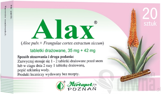 Alax, 20 tabletek : ulotka, cena i opinie - Apteka Internetowa Oliwna