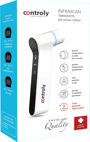 Controly, INFRASCAN termometr do ucha i czoła, 1 sztuka: ulotka, cena i ...