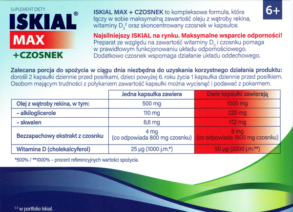 Iskial Max + czosnek, 120 kapsułek: ulotka, cena i opinie - Apteka ...