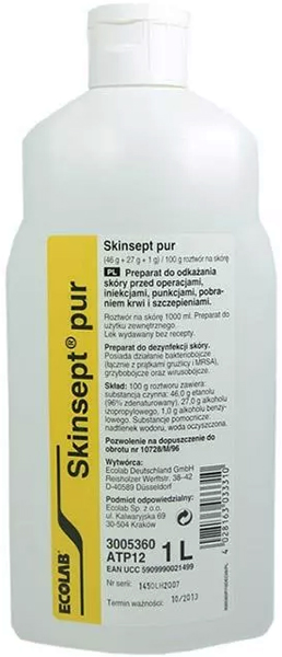 Skinsept Pur Płyn do odkażania skóry 1000ml: ulotka, cena i opinie ...